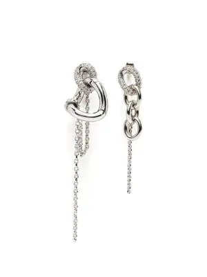 JUSTINE CLENQUET Brette Crystal-embellished Mismatched Earrings - Silver