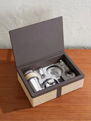 Brunello Cucinelli Steel And Raffia Cocktail Set - Silver