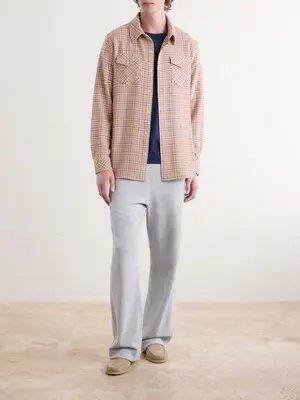 GOD'S TRUE CASHMERE Midnight Rose Checked Cashmere Shirt - Orange