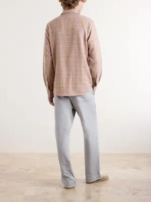 GOD'S TRUE CASHMERE Midnight Rose Checked Cashmere Shirt - Orange