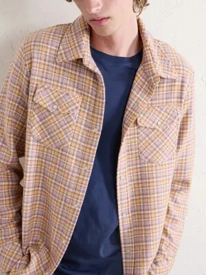 GOD'S TRUE CASHMERE Midnight Rose Checked Cashmere Shirt - Orange