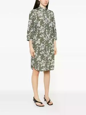 ROSSO 35 Floral Print Midi Shirt Dress