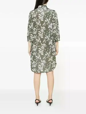 ROSSO 35 Floral Print Midi Shirt Dress