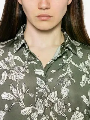 ROSSO 35 Floral Print Midi Shirt Dress