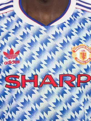 Adidas Manchester United Zigzag Print V-neck T-shirt - White