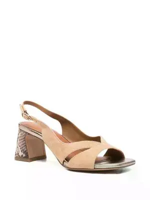 TAMARIS Snake-print Block-heel Sandals - Neutrals