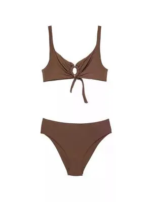 FISICO Coffee Ring Detail Tie-fastening Bikini - Brown