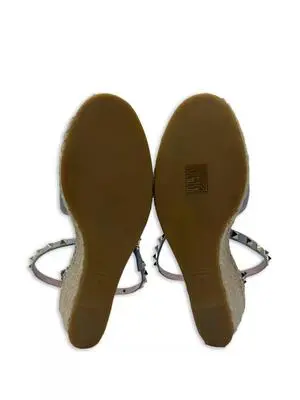 Valentino Garavani Rockstud Espadrille Wedge Pumps - Grey