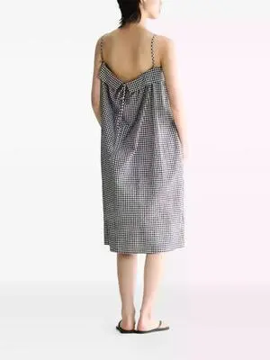BELLEROSE Gingham Check Square Neck Spaghetti Strap Dress