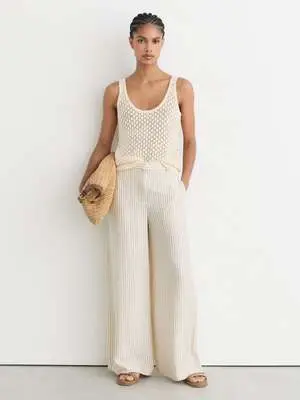 REISS Colette Linen Open-stitch Knitted Vest - Ivory