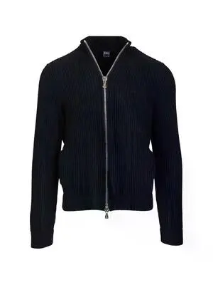 Fedeli Ribbed-knit Cashmere Cardigan - Blue
