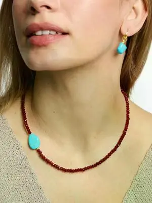 OTTOMAN HANDS Felice Beaded Necklace With Turquoise Stone