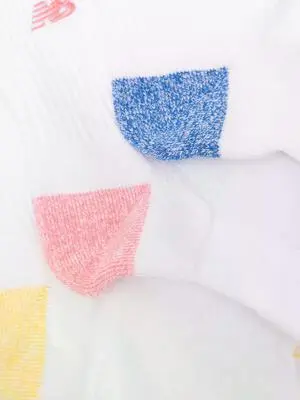 NEW BALANCE Ribbed Knit Striped Ankle Socks With Embroidered Logo