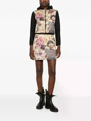 The Artistylist Graphic-print Hoodie With Textured Sleeves - Neutrals