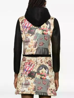 The Artistylist Graphic-print Hoodie With Textured Sleeves - Neutrals