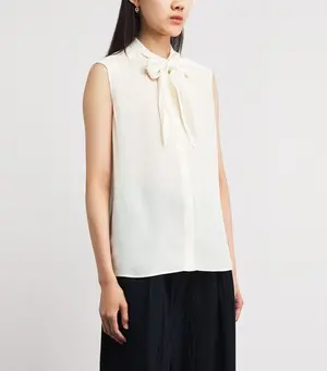 Tory Burch Sleeveless Bow Blouse