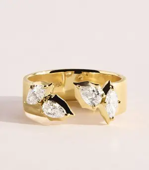 JADE TRAU Open Band Ring With Pear, Marquise, And Round-cut Diamonds