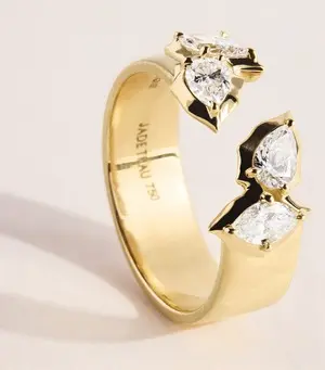 JADE TRAU Open Band Ring With Pear, Marquise, And Round-cut Diamonds