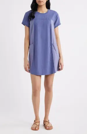 CITY BLUES Crewneck Mini Dress - Smoke