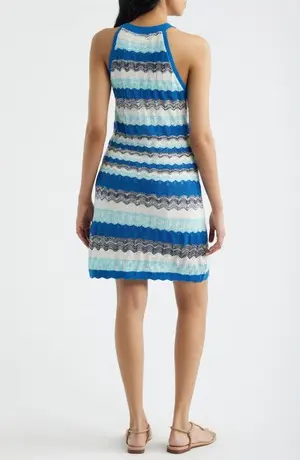 CITY BLUES Pointelle Stripe Mini Dress