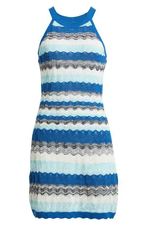 CITY BLUES Pointelle Stripe Mini Dress