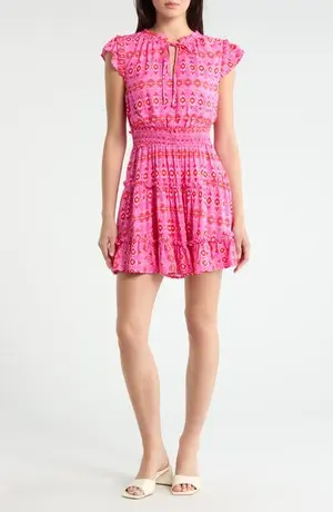 SUGARLIPS Mirany Ikat Toledo Tiered Mini Dress