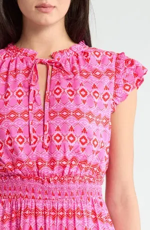 SUGARLIPS Mirany Ikat Toledo Tiered Mini Dress