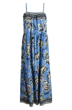 CITY BLUES Tropical Print Tiered Maxi Dress - Ocean Multi