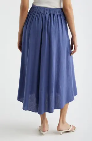 CITY BLUES Belted Double Slit Midi Skirt - Smoke