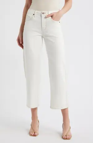CITY BLUES Embroidered Straight Leg Crop Jeans