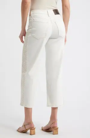 CITY BLUES Embroidered Straight Leg Crop Jeans