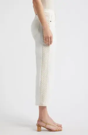 CITY BLUES Embroidered Straight Leg Crop Jeans