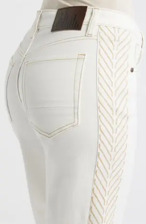 CITY BLUES Embroidered Straight Leg Crop Jeans