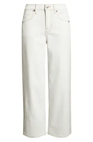 CITY BLUES Embroidered Straight Leg Crop Jeans
