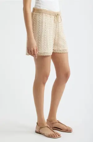 CITY BLUES Open Stitch Drawstring Shorts - Jute