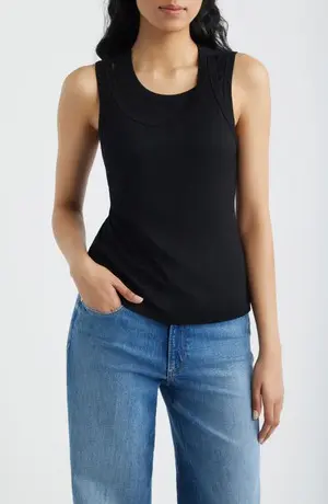 CITY BLUES Layered Look Tank - Black