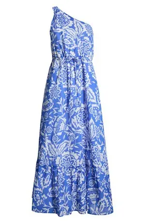 SUGARLIPS One-shoulder Floral Print Maxi Dress
