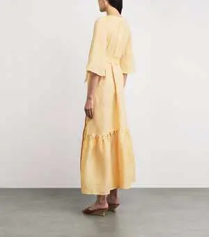 ERES Linen Audacieuse Wrap Midi Dress