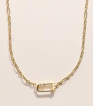 JADE TRAU Petite Georgie Lock Necklace In 18k Yellow With Diamonds - Gold