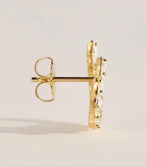 JADE TRAU Posey Crescent Earrings In Yellow And Diamonds