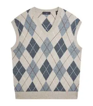 Dunhill Cashmere Argyle Sweater Vest - Beige