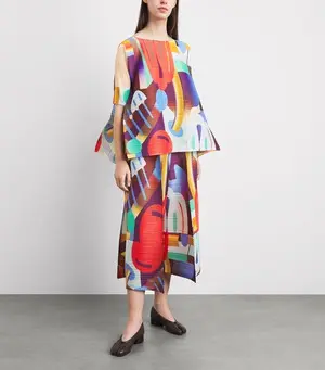 Issey Miyake Printed Wide Leg Trousers - Red