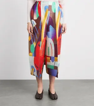 Issey Miyake Printed Wide Leg Trousers - Red