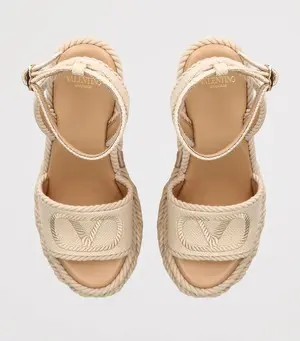 Valentino Garavani Canvas Espadrille Wedge Sandals