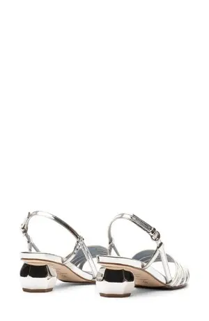 FRANCES VALENTINE Ally Slingback Sandal With Sculptural Heel - Silver