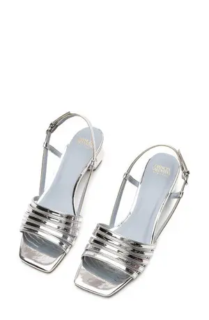 FRANCES VALENTINE Ally Slingback Sandal With Sculptural Heel - Silver