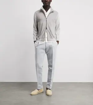 Paul & Shark Aqua Suede Bomber Jacket With Cashmere-linen Blend Sleeves