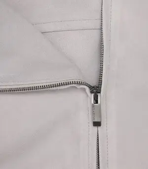Paul & Shark Aqua Suede Bomber Jacket With Cashmere-linen Blend Sleeves