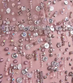 Jenny Packham Embellished Crystal Drop Gown - Pink