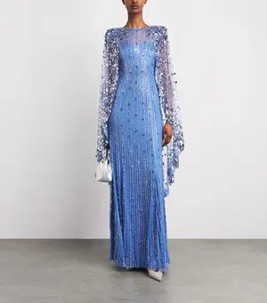 Jenny Packham Embellished Cape Gown
